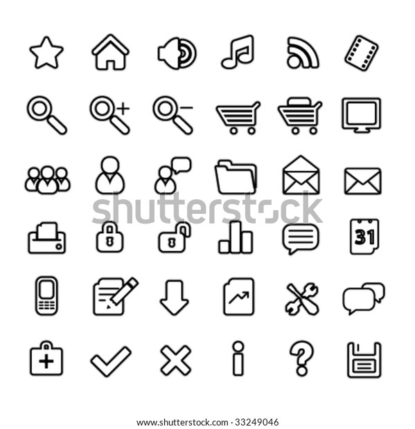 Simple Black White Web Icons Stock Vector (Royalty Free) 33249046 ...