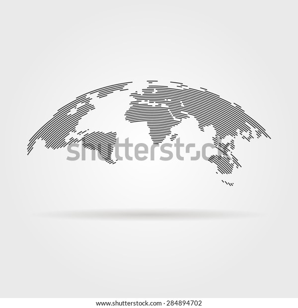 Simple Black World Map Thin Line Stock Vector (Royalty Free) 284894702
