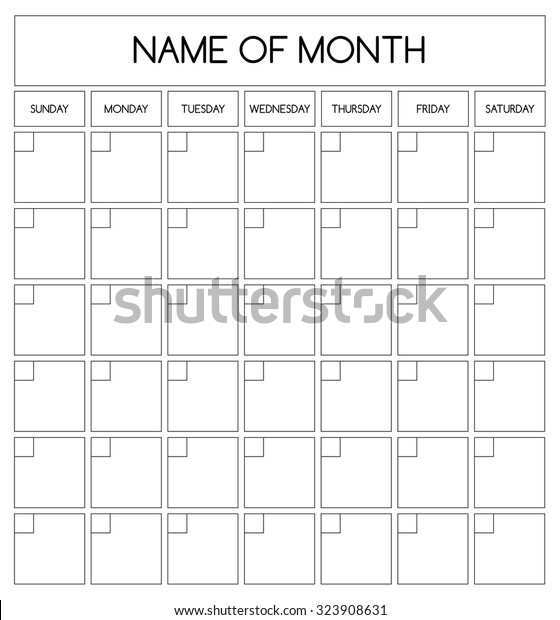 Simple Blank Month Planning Calendar Place Stock Vector (Royalty Free ...
