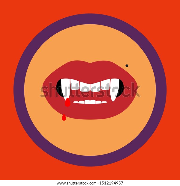 Simple Bloodied Vampire Teeth Icon Symbol Stock Vector (Royalty Free ...