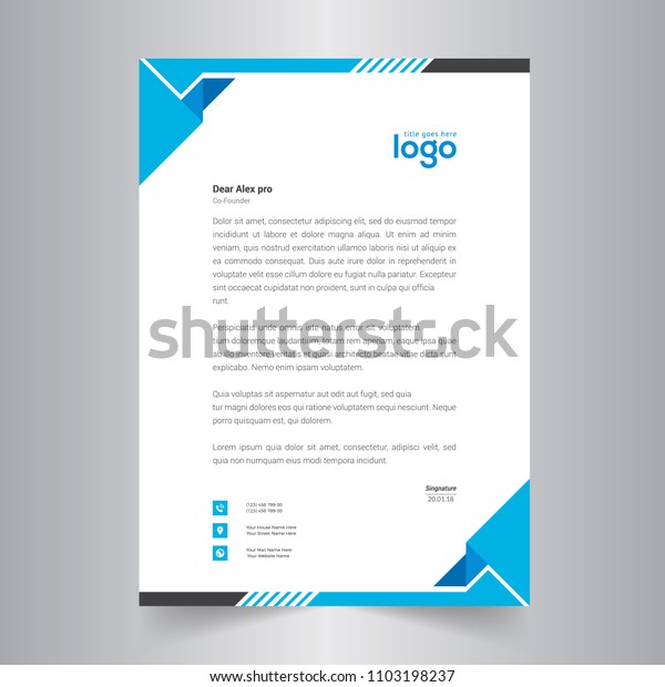 Simple Blue Color Vector Letter Head Stock Vector (Royalty Free) 1103198237