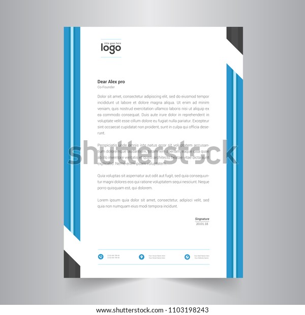 Simple Blue Color Vector Letter Head Stock Vector (Royalty Free ...