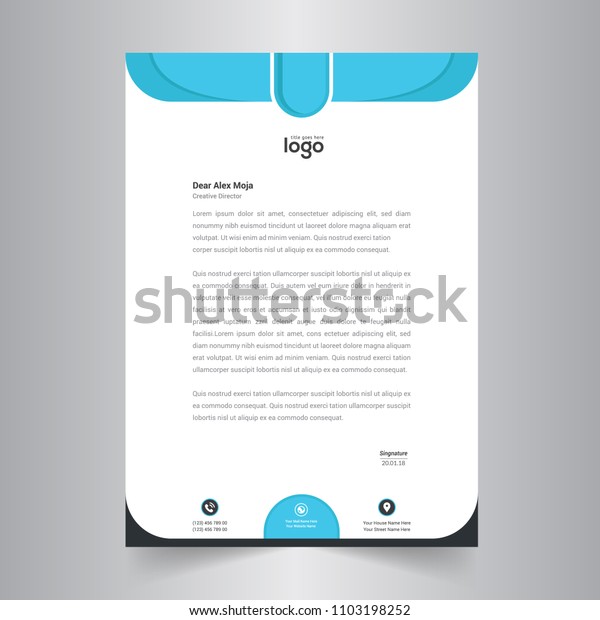Simple Blue Color Vector Letter Head Stock Vector (Royalty Free) 1103198252