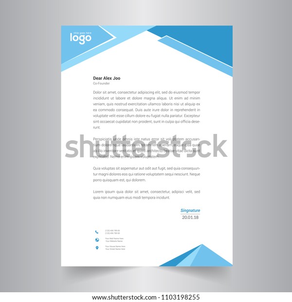 Simple Blue Color Vector Letter Head Stock Vector (Royalty Free) 1103198255