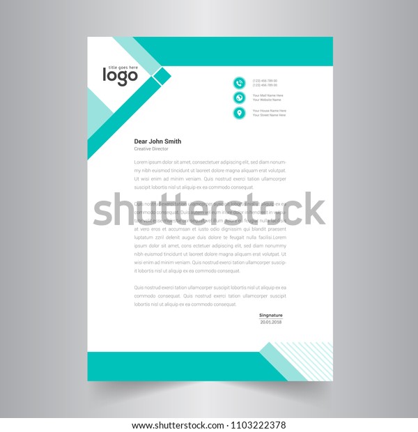 Simple Blue Color Vector Letter Head Stock Vector (Royalty Free) 1103222378
