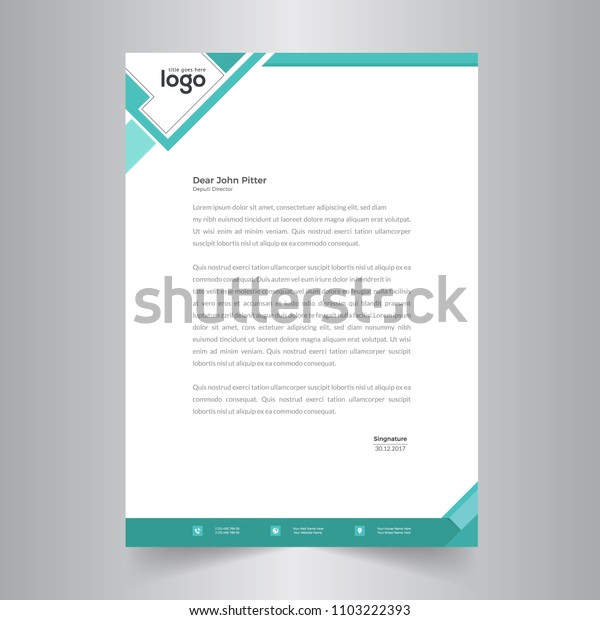 Simple Blue Color Vector Letter Head Stock Vector (Royalty Free) 1103222393