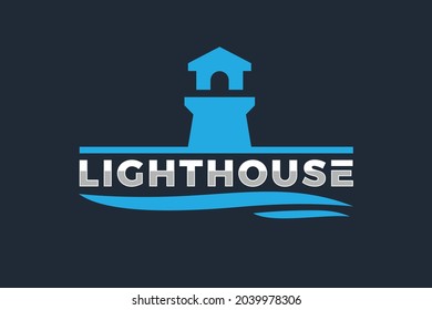 Simple Blue Lighthouse Water Logo Stock Vector (Royalty Free ...