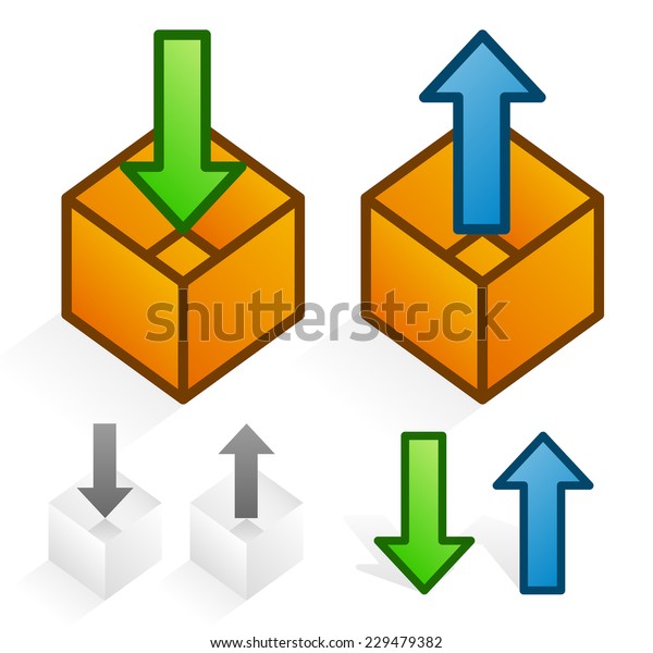Simple Boxes Arrows Upload Download Incoming Stock Vector (Royalty Free ...