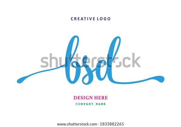 Simple Bsd Lettering Logo Easy Understand Stock Vector (Royalty Free ...