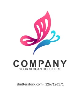 Simple Butterfly Logo Design Stock Vector (Royalty Free) 1267126171 ...