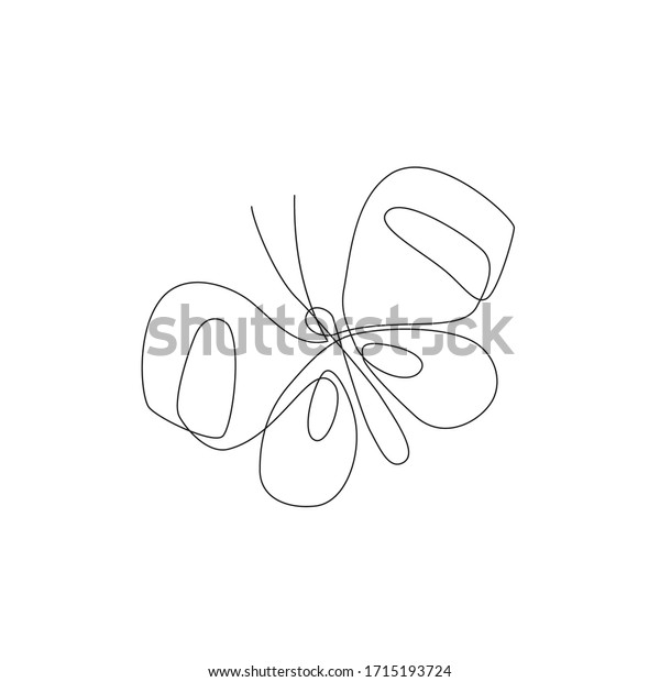Simple Butterfly One Line Drawing Isolated Stock Vector (Royalty Free ...