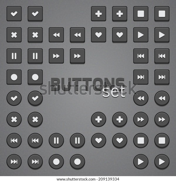 Simple Buttons Set Popular Pictogram Icons Stock Vector (Royalty Free ...