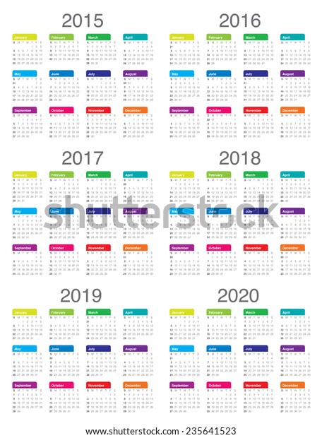 단순 달력 2015 2016 2017 2018 스톡 벡터(로열티 프리) 235641523 | Shutterstock