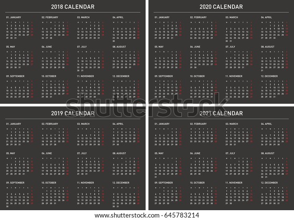 Simple Calendar 2018 2019 2020 2021 Stock Vector (Royalty Free ...