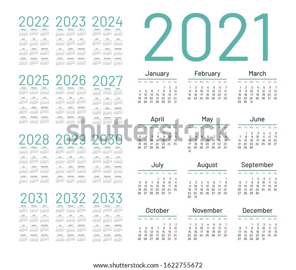 Simple Calendar 2021 On White Background Stock Vector (Royalty Free ...