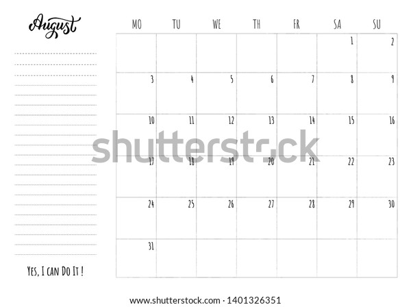 Simple Calendar Grid Lettering Month Name Stock Vector (Royalty Free ...