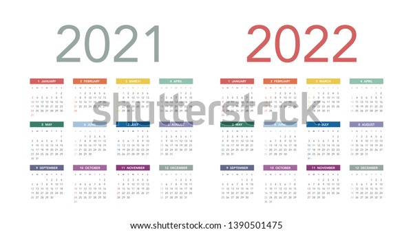 Simple Calendar Layout 2021 2022 Years Stock Vector (Royalty Free ...
