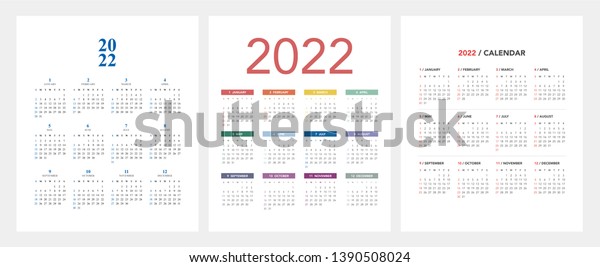 Simple Calendar Layout 2022 Years Week Stock Vector (Royalty Free ...