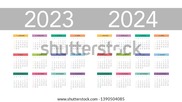 Simple Calendar Layout 2023 2024 Years Stock Vector (Royalty Free ...
