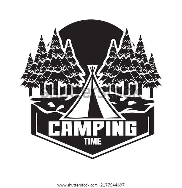 Simple Camp Logo Black White Color Stock Vector (Royalty Free ...