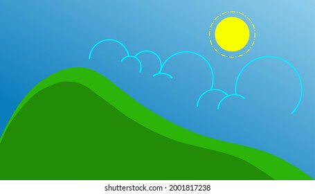Simple Cartoon Background Hill Sky Cloud Stock Vector (Royalty Free ...