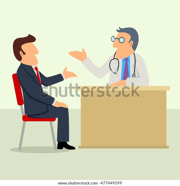 Simple Cartoon Businessman Having Consultation Doctor Stock Vector ...