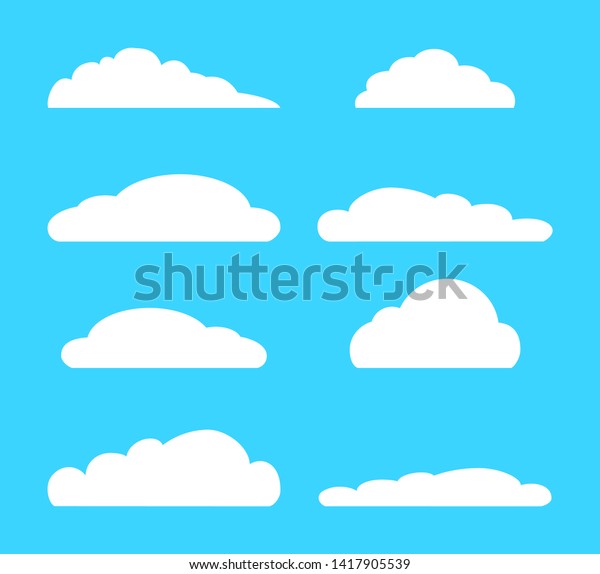 Simple Cartoon Cloud Icon Set Vector Stock Vector (Royalty Free ...