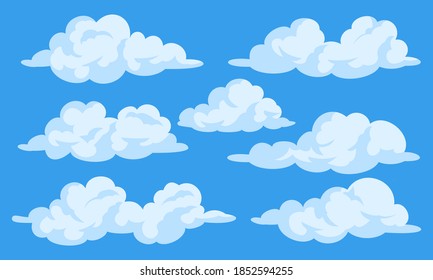 Simple Cartoon Clouds Vector Collection Isolated Stock Vector (Royalty ...