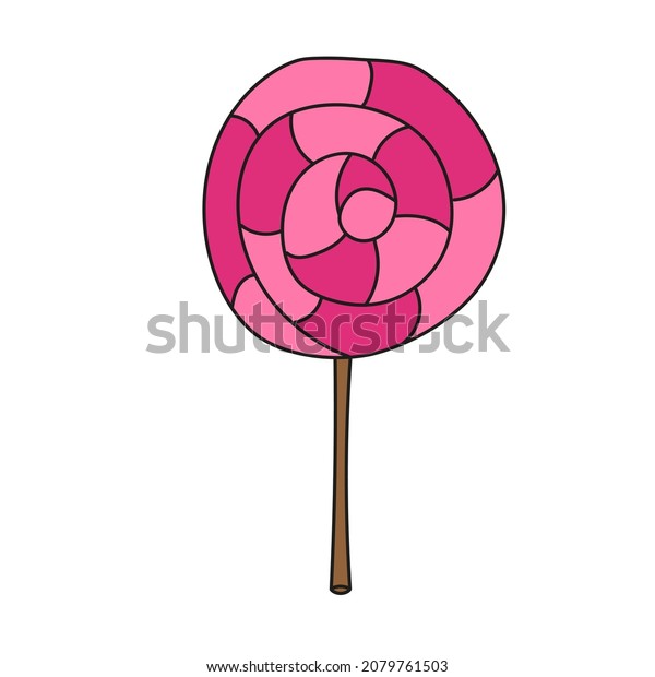 Simple Cartoon Icon Pink Lollipop Vector Stock Vector (Royalty Free ...