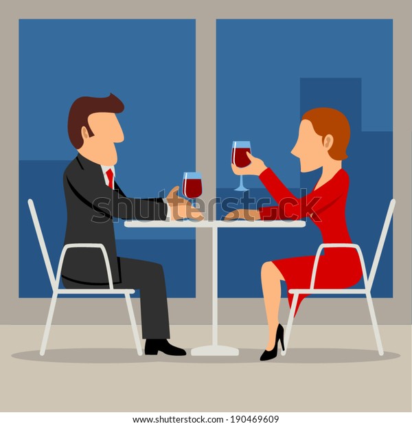 Simple Cartoon Illustration Couple Having Date Stock Vector (Royalty ...