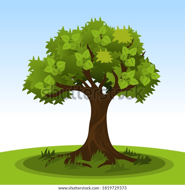 Simple Cartoon Summer Tree Green Leaves Stock Vector (Royalty Free ...