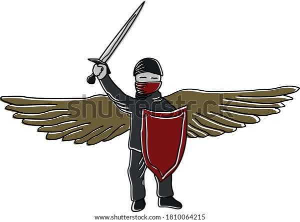 Simple caricatura vectorial color clipart guerrero-defensor: vector de ...