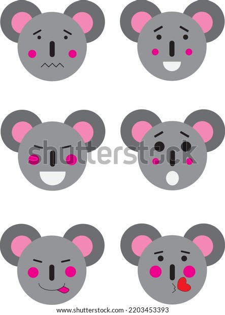 Simple Cartoon Vector Illustration Set Koala Stock Vector (Royalty Free ...