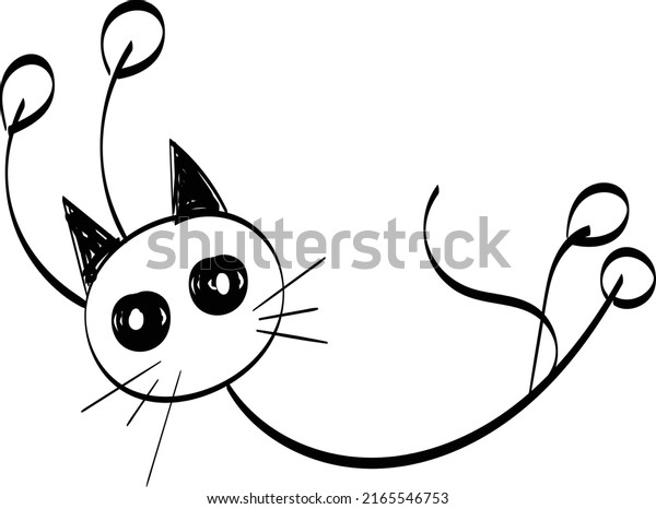 Simple Cat Line Art Black Cat: เวกเตอร์สต็อก (ปลอดค่าลิขสิทธิ์ ...