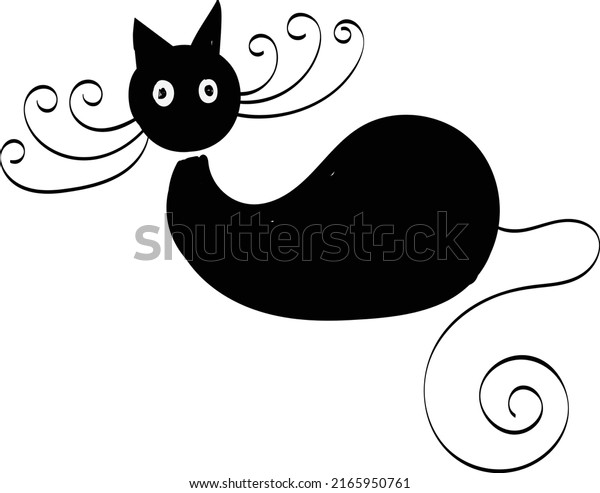 Simple Cat Line Art Black Cat: เวกเตอร์สต็อก (ปลอดค่าลิขสิทธิ์ ...