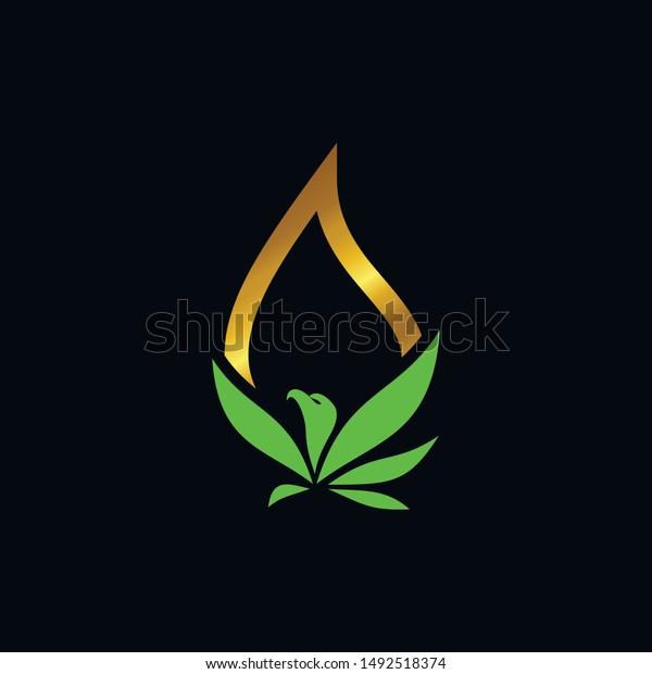 Simple Cbd Oil Logo Healthy Cannabis Stock Vector (Royalty Free) 1492518374