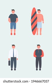Simple Character Men Wearing Different Clothes Stock Vector (Royalty ...