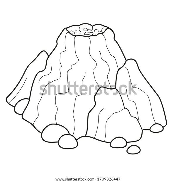 Simple Childrens Coloring Book Volcano Vector Stock Vector (Royalty ...
