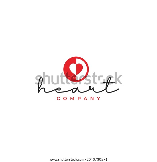 Simple Circle Love Logo Red White Stock Vector (Royalty Free ...