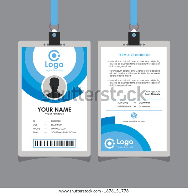 Simple Clean Blue Id Card Design With Circle Shape, Professional ...