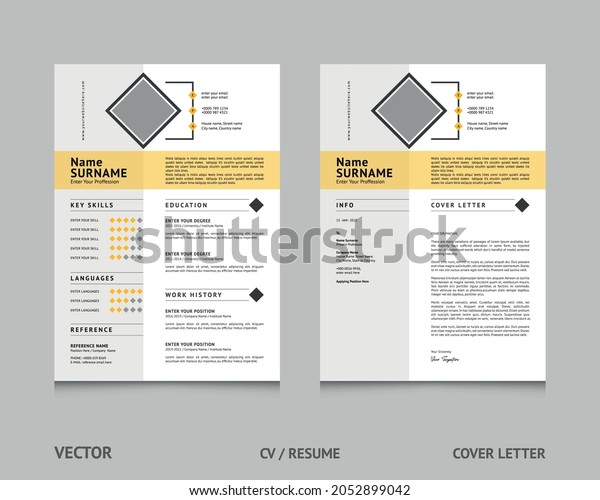 Simple Clean Cv Format Resume Template Stock Vector (Royalty Free ...