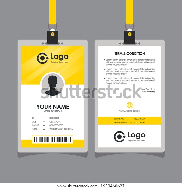 Simple Clean Yellow Id Card Design Stock Vector (Royalty Free ...