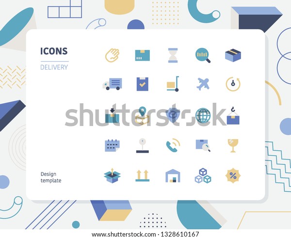 Simple Color Delivery Icon Set Pattern Stock Vector (Royalty Free ...