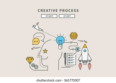 Simple Line Flat Design Creative Process Stock Vector (Royalty Free ...