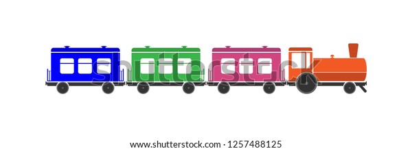 Simple Colored Childrens Train Cars Locomotive Stock Vector (Royalty ...