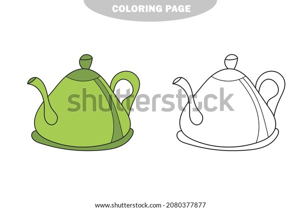 Simple Coloring Page Kettle Be Colored Stock Vector (Royalty Free ...