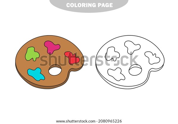 Simple Coloring Page Palette Paints Coloring Stock Vector (Royalty Free ...