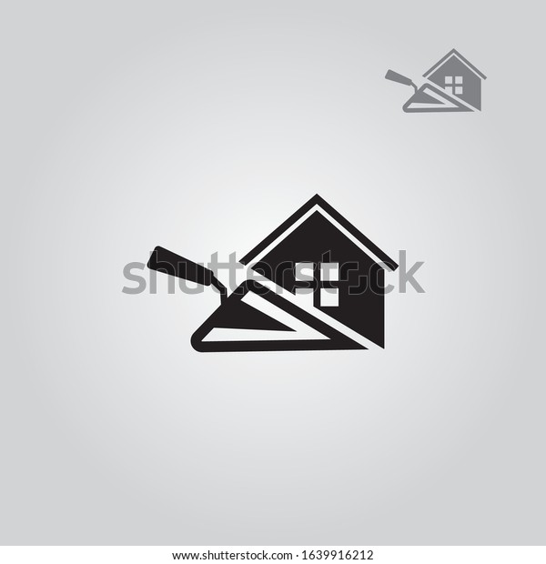 Simple Combination Trowel House Logo Template Stock Vector (Royalty ...