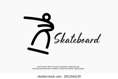 Simple Cool Skateboarding Stickman Logo Stock Vector (Royalty Free ...