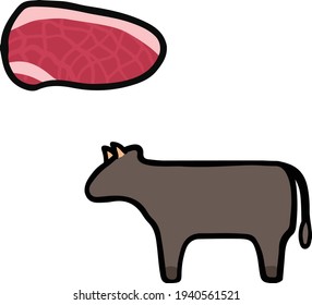 Simple Cute Beef Cattle Beef Illustration Stock Vector (Royalty Free ...